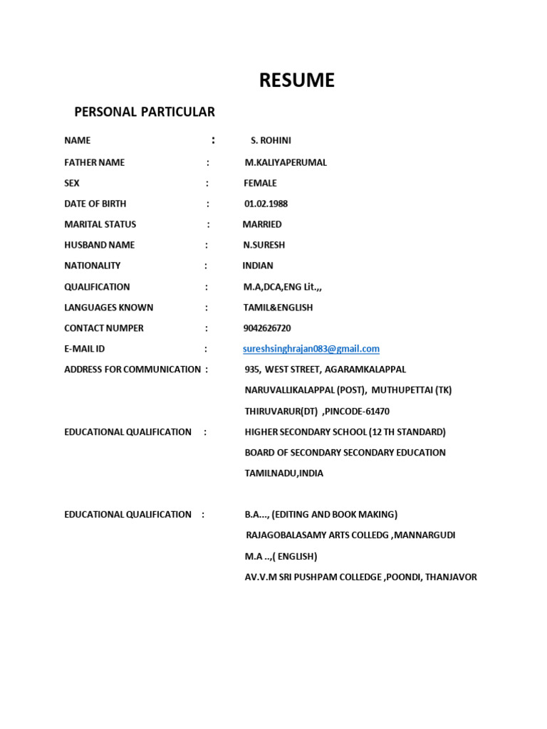 Rohini Resume | PDF