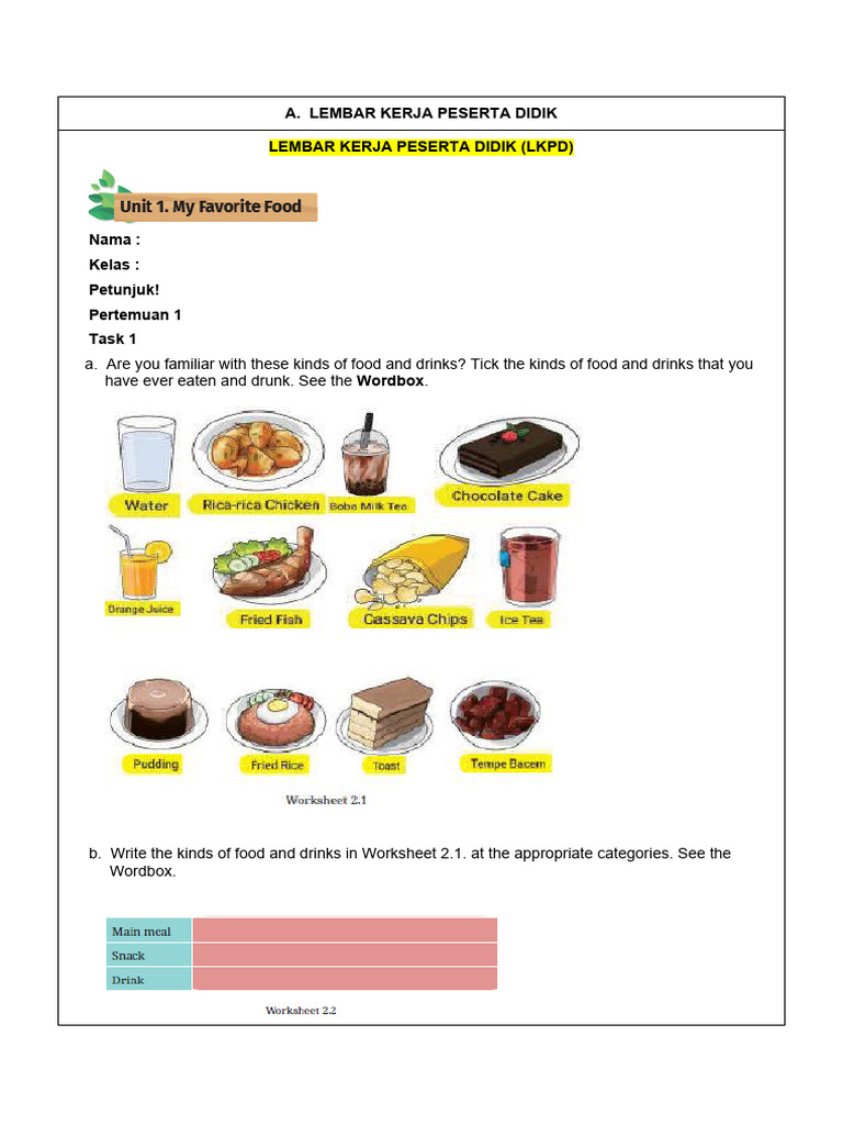 LKPD Chapter 2 | Download Free PDF | Food And Drink