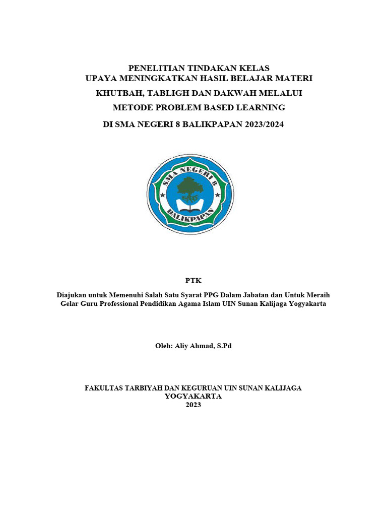 Contoh Proposal PTK PAI | PDF