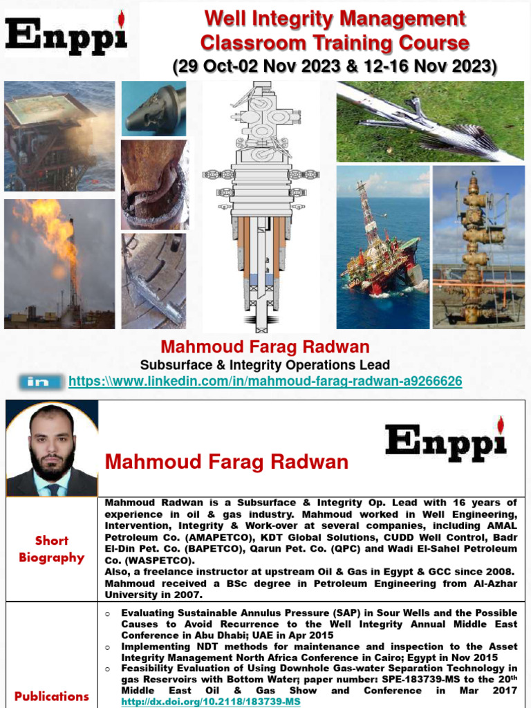 Well Integrity Course Summary In Nov 2023 Pdf Casing Borehole Leak