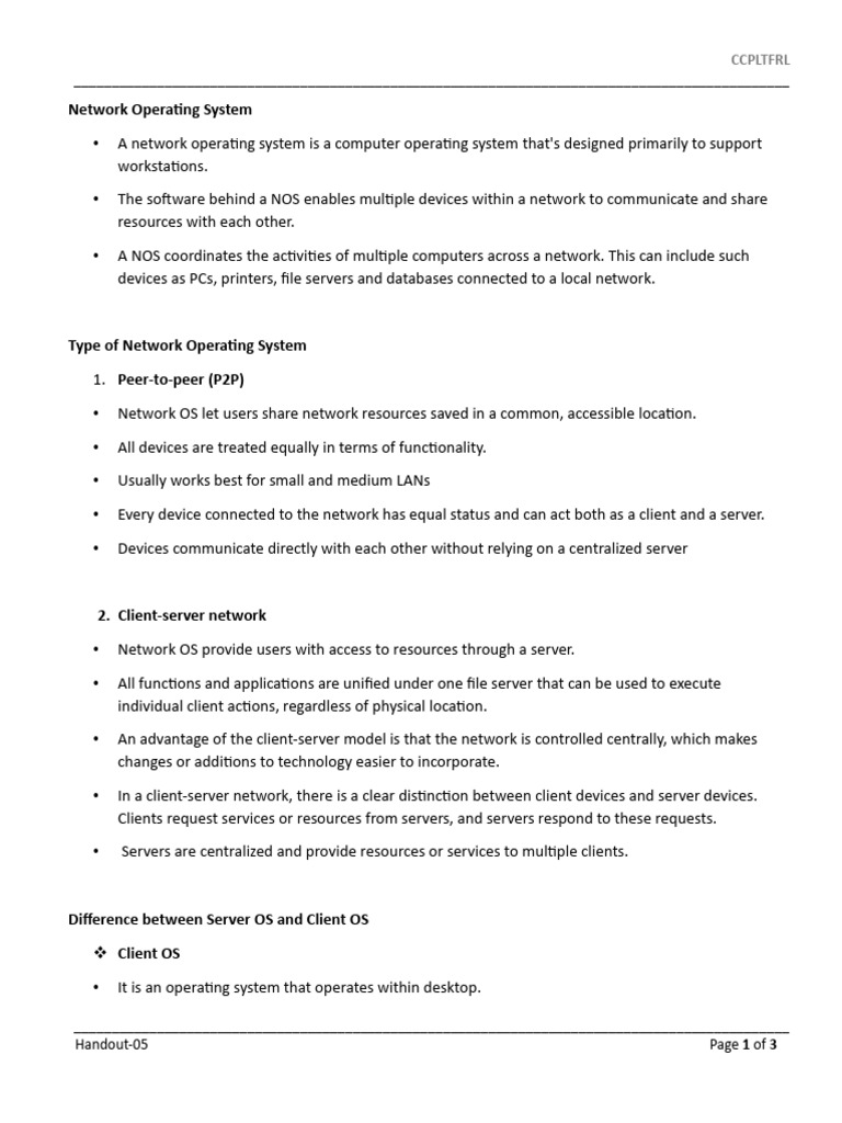 Handout 5-Platform Tech | Download Free PDF | Operating System | Client–Server Model
