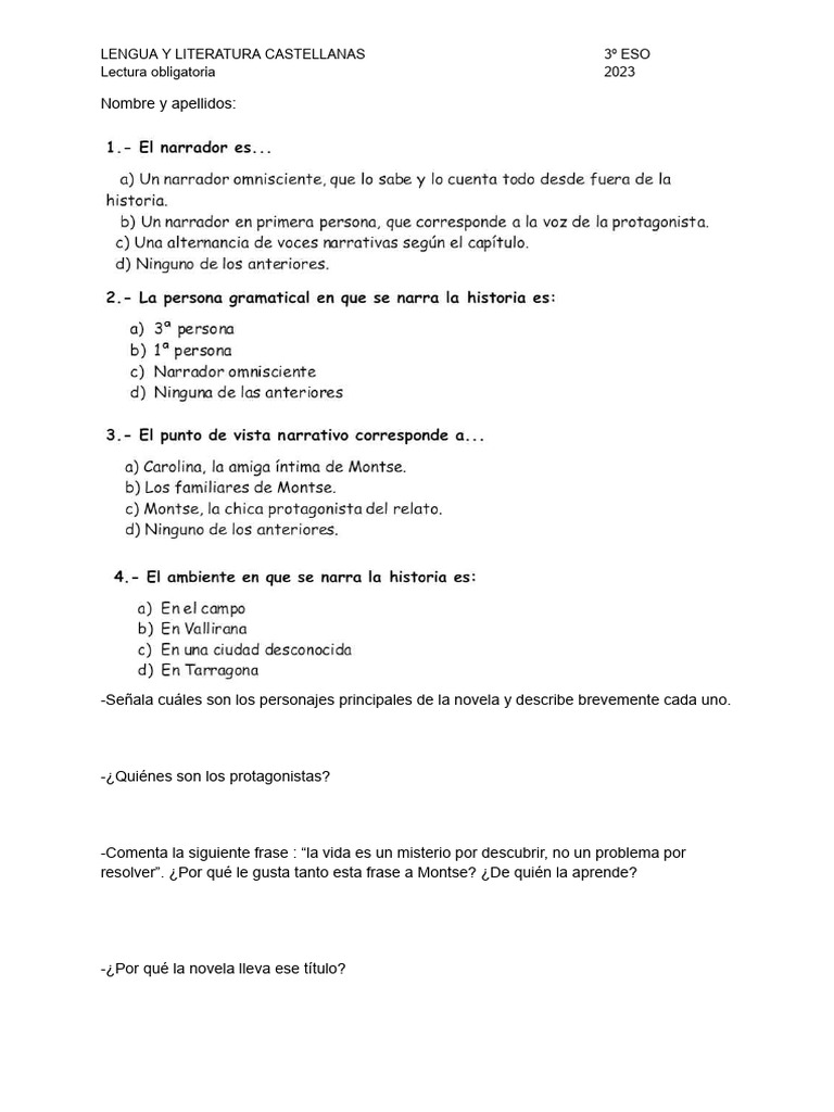 0030 - Examen Lectura 2ºC Donde Esté Mi Corazón | PDF