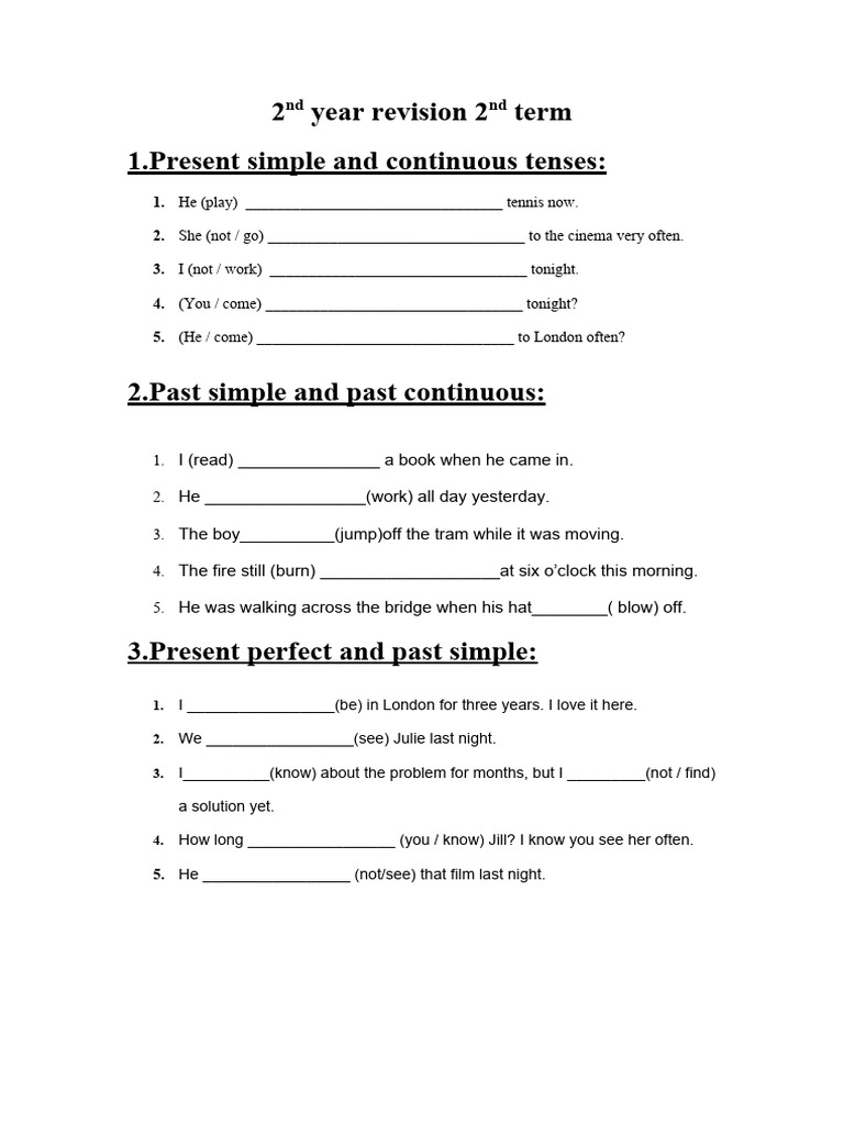 2nd Year Revision 2nd Term | PDF