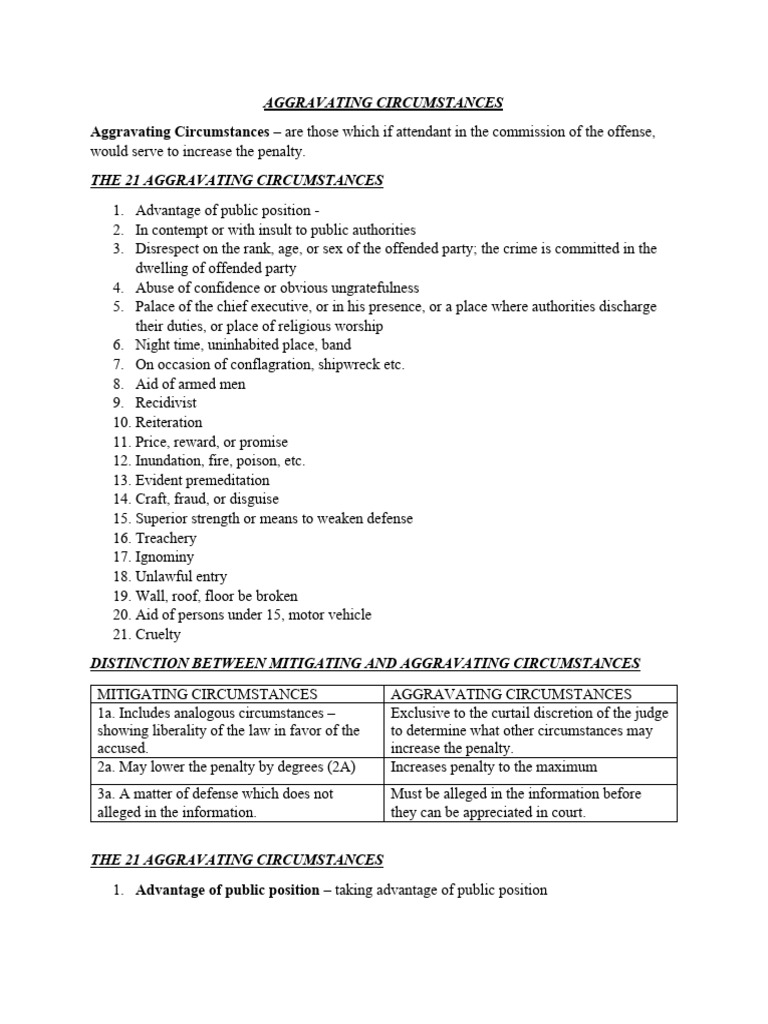 Understanding Aggravating Circumstances | PDF | Crime & Violence | Crimes