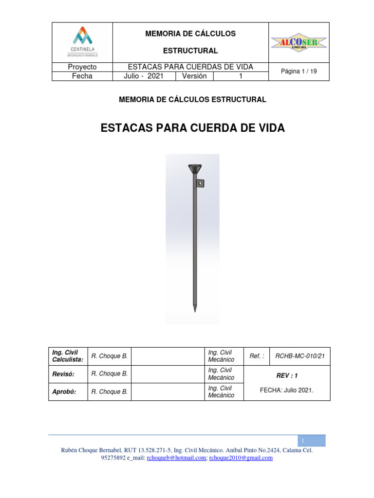 MC Estacas para Cuerda de Vida Centinela | Descargar gratis PDF | Elasticidad (Física ...