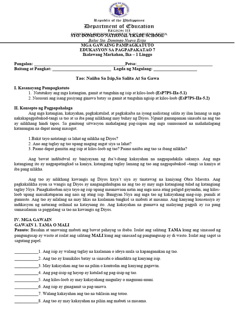 Esp - Las - Week 1 - Q2 | PDF