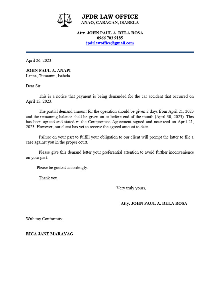 Demand Letter For Atty. Paul | PDF