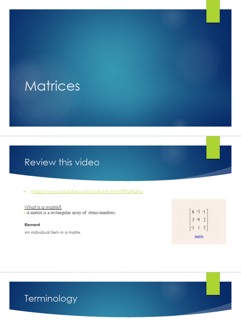 Matrices Week 1 | Download Free PDF | Matrix (Mathematics) | Matrix Theory