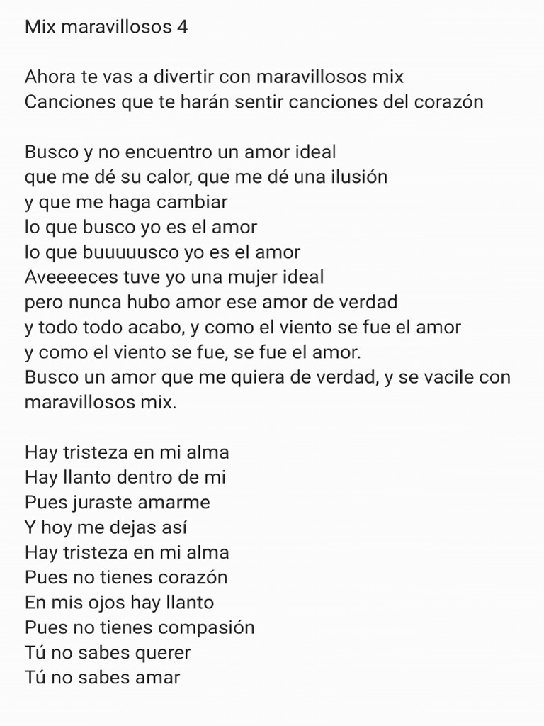 Maravillos Mix 4 Letra - 231014 - 212351 | PDF