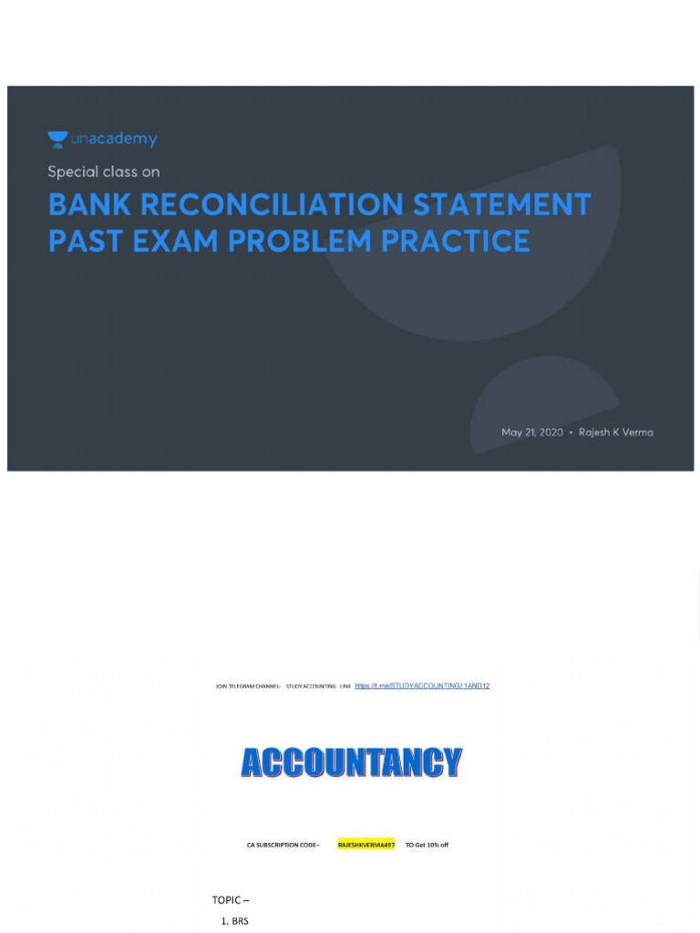 BANK RECONCILIATION STATEMENT PAST EXAM PROBLEM PRACTICE No Anno | PDF