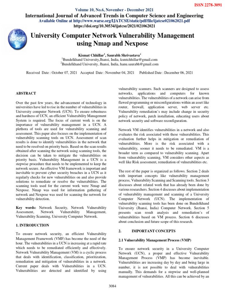 University Computer Network Vulnerabilit | PDF | Vulnerability ...