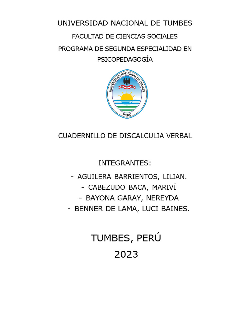 Cuadernillo Discalculia Verbal Listo | PDF | Aprendizaje | Matemáticas