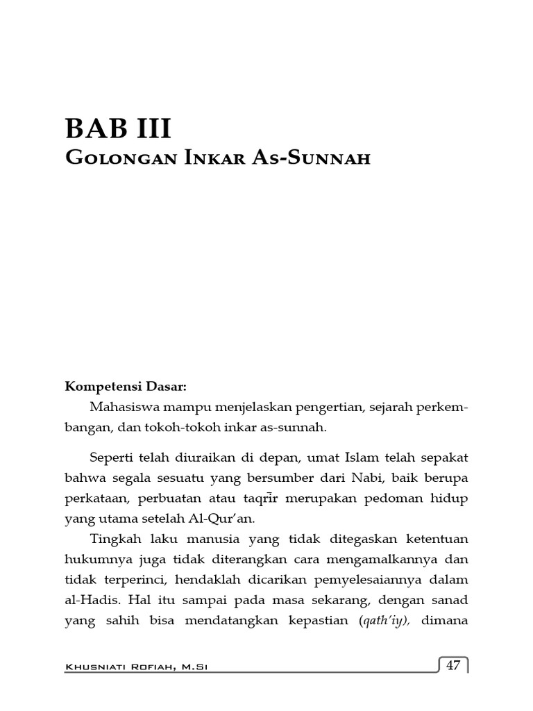 Inkar Al-Sunnah | PDF | Ilmu Sosial | Filsafat