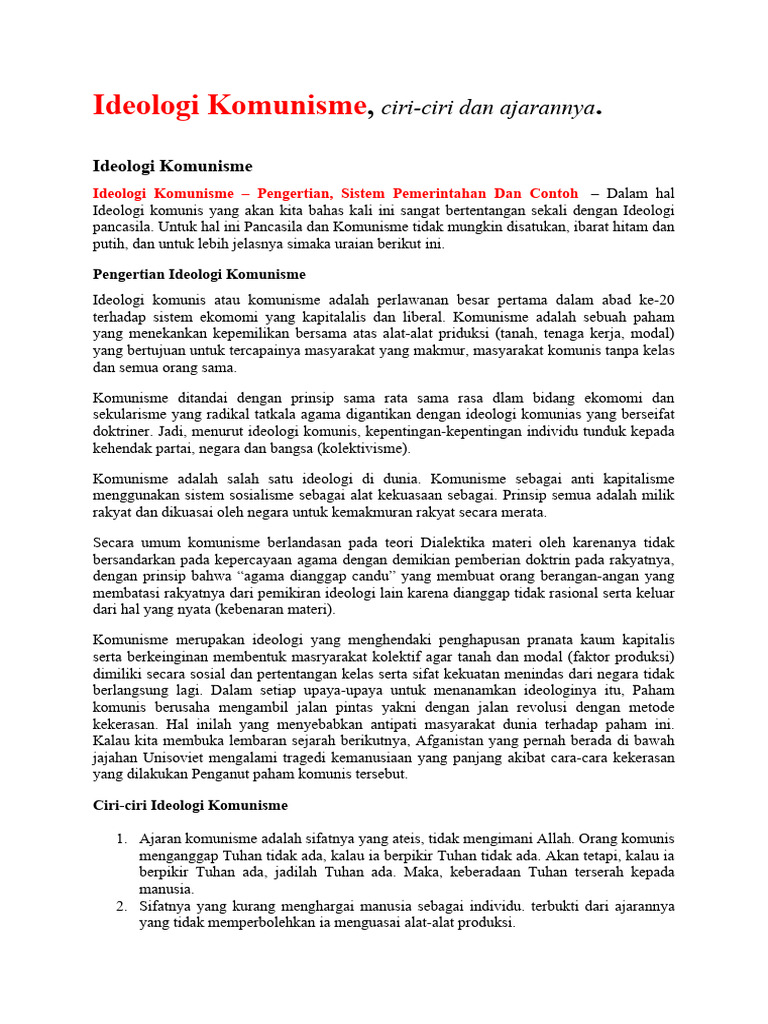 Ideologi Komunisme | PDF