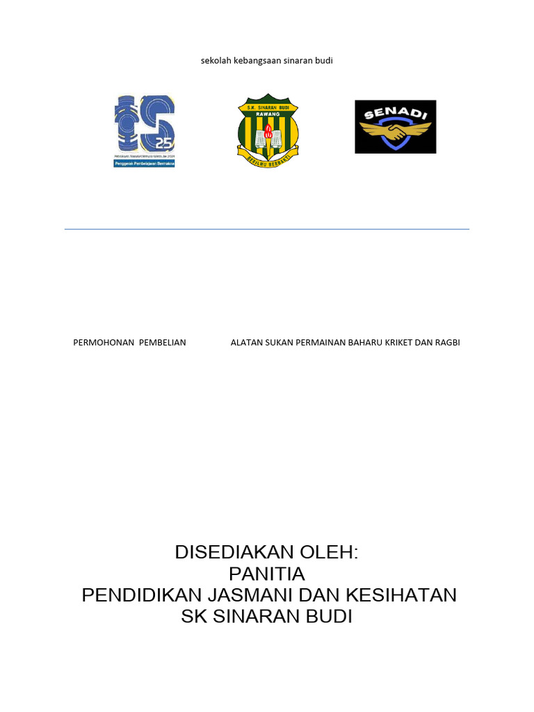 Kertas Kerja Pembelian Alatan Sukan Permainan Baharu. | PDF