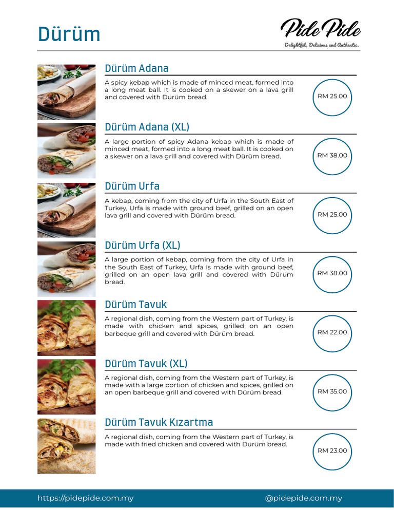Pide Menu | PDF | Turkish Cuisine | Kebab