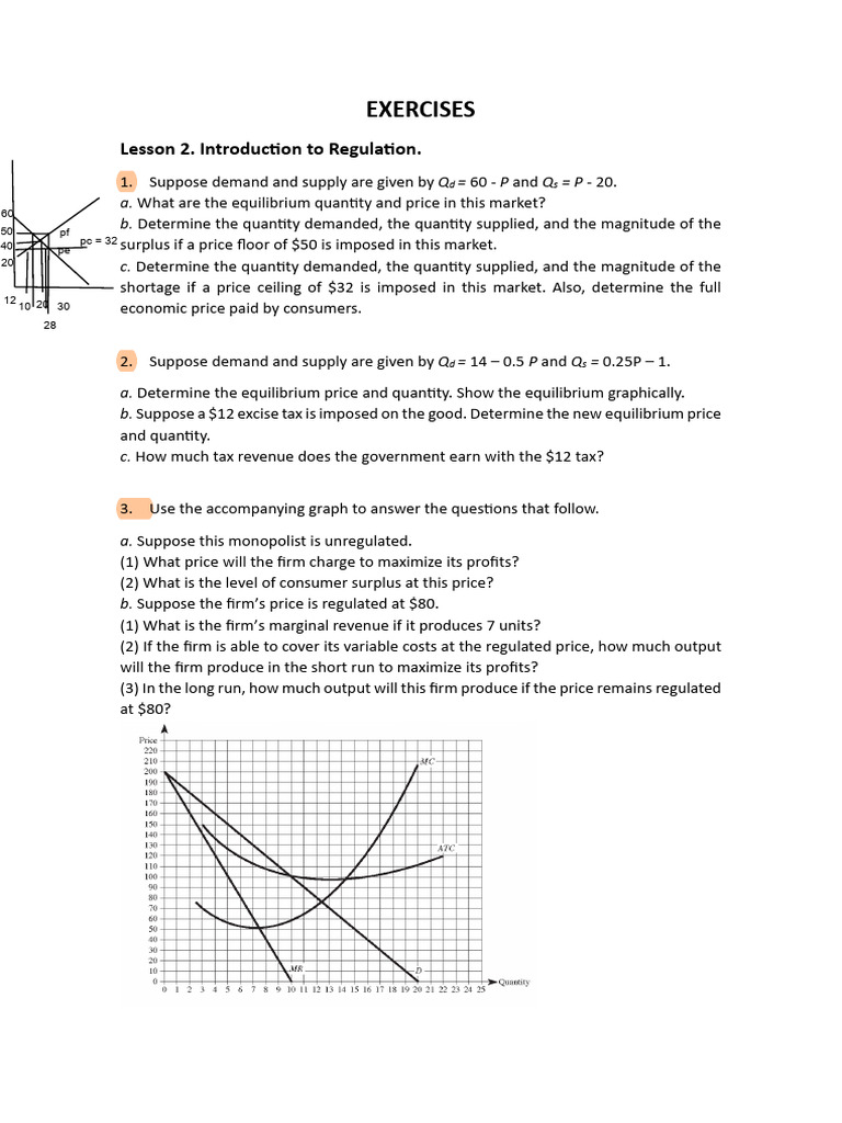 Exercises Lesson 2 | PDF | Profit (Economics) | Economic Equilibrium