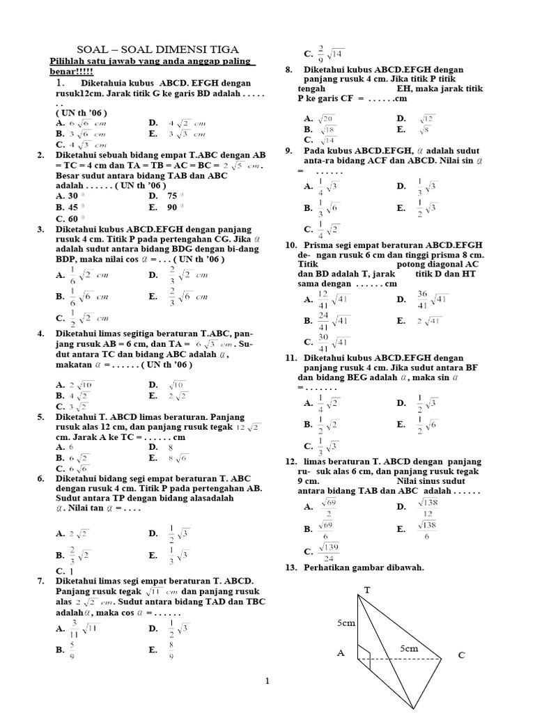 Soal Soal Dimensi Tiga | PDF