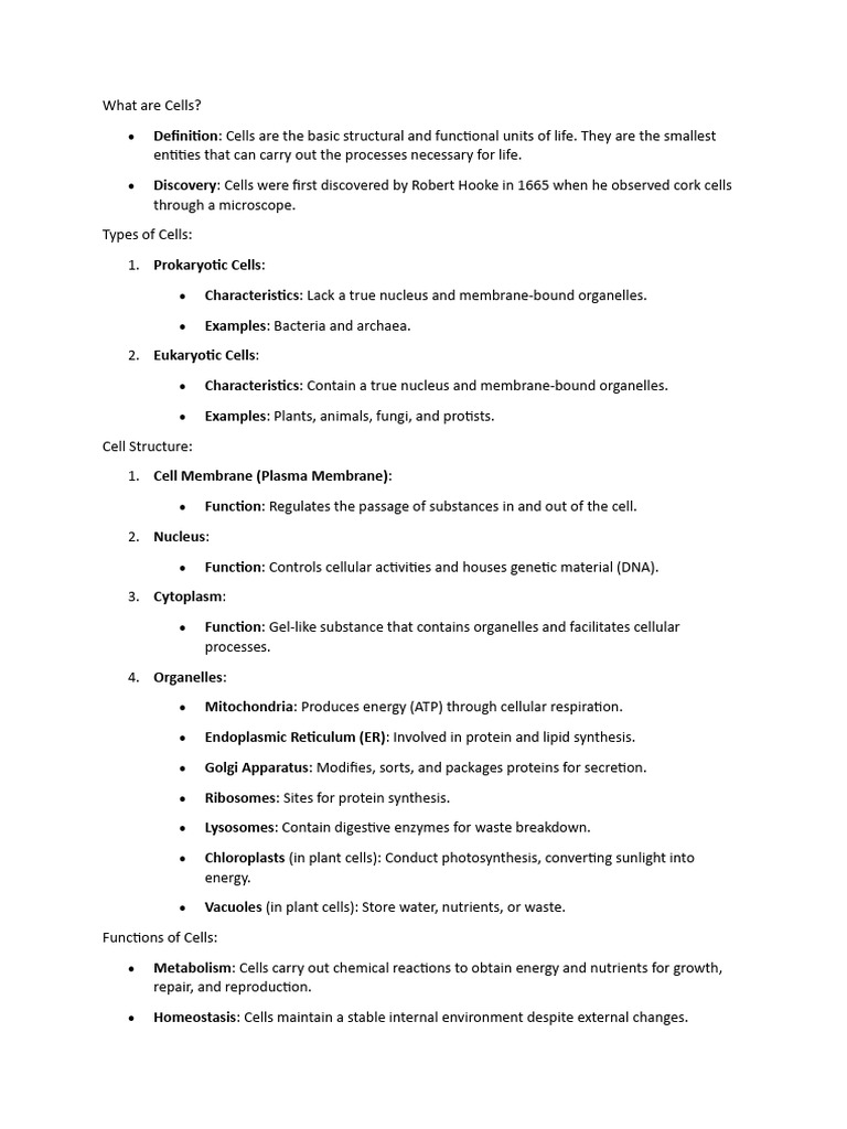 Cells - Fact File | PDF | Cell (Biology) | Organelle