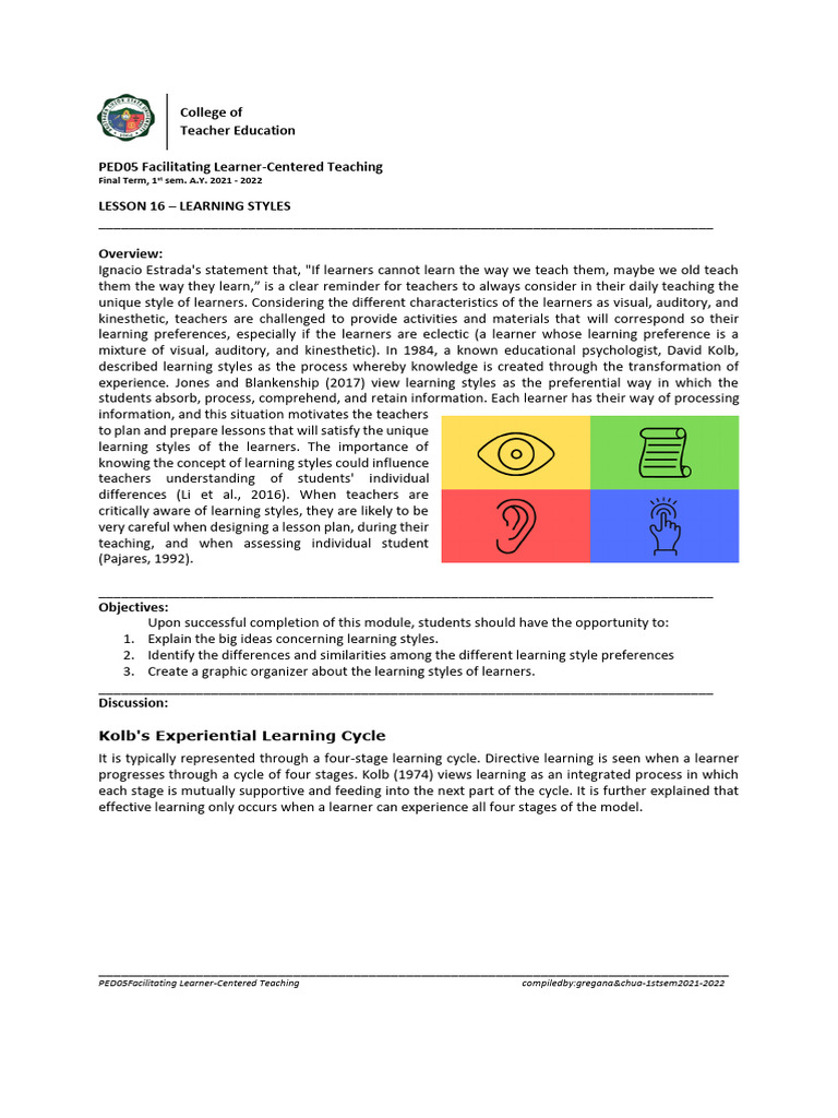 Learning Styles in Education Guide | PDF | Learning Styles | Learning