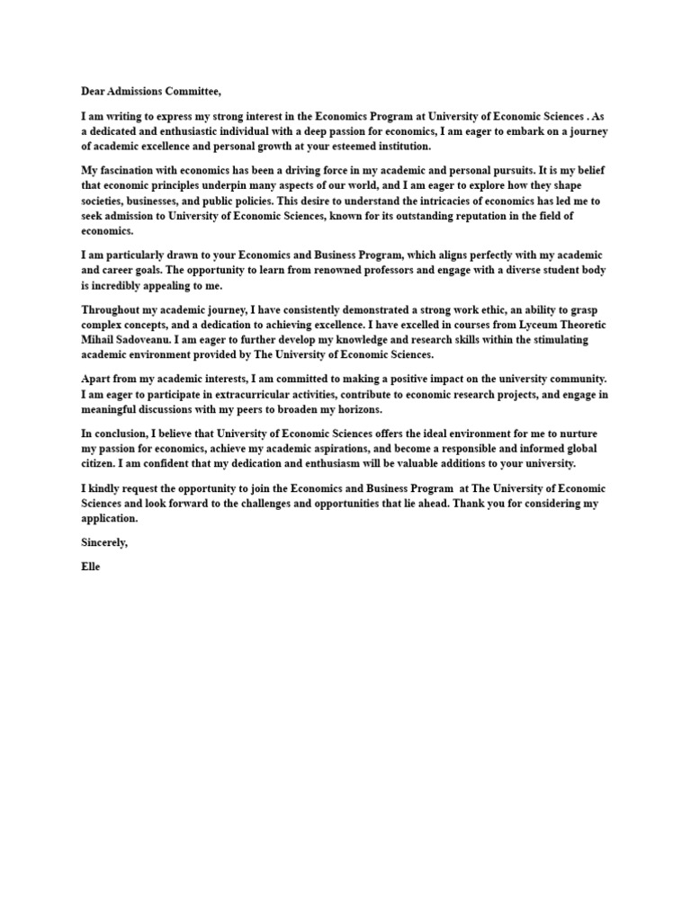 Dear Admissions Committee | PDF