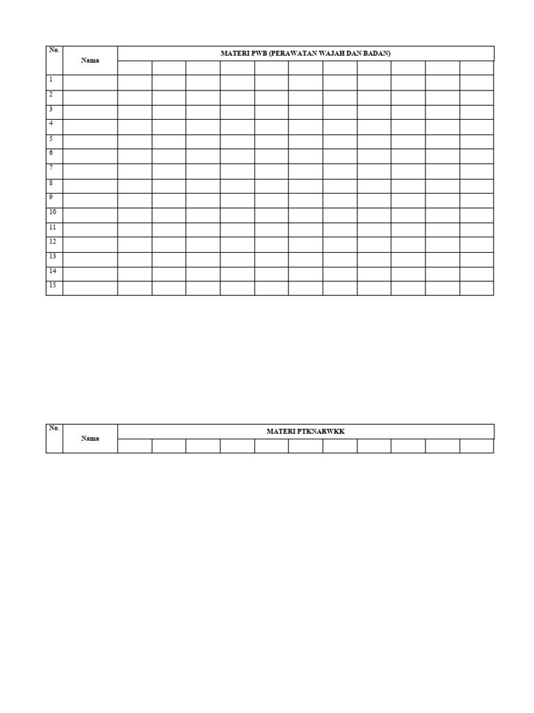 Format Daftar Nilai Siswa Pdf
