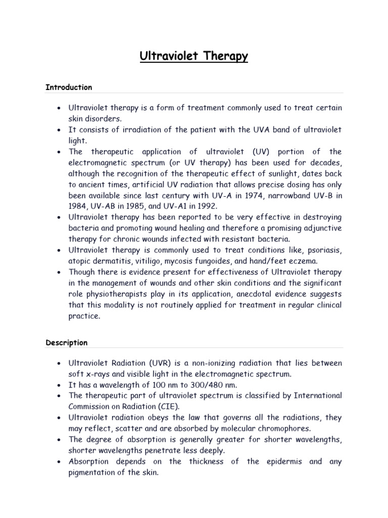 Ultraviolet Therapy | PDF | Ultraviolet | Infrared