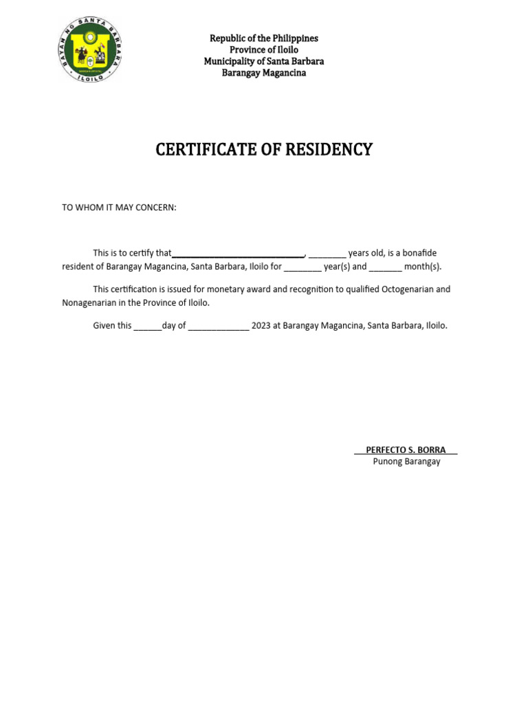 Senior Residency Certification | PDF