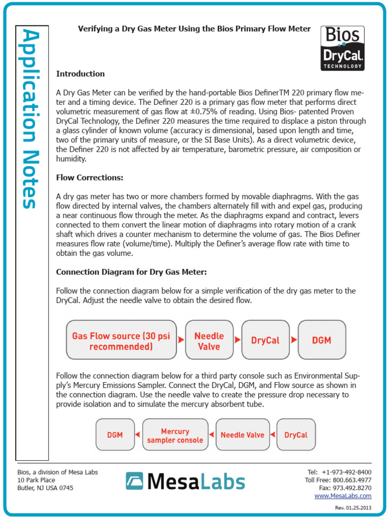 Verifying A Dry Gas Meter Using The Bios Primary Flow Meter | PDF ...