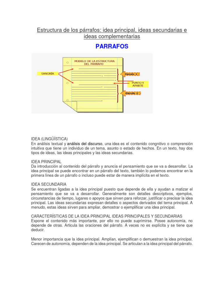 Estructura de Los Párrafos e Ideas | PDF | Género gramatical | Numero ...