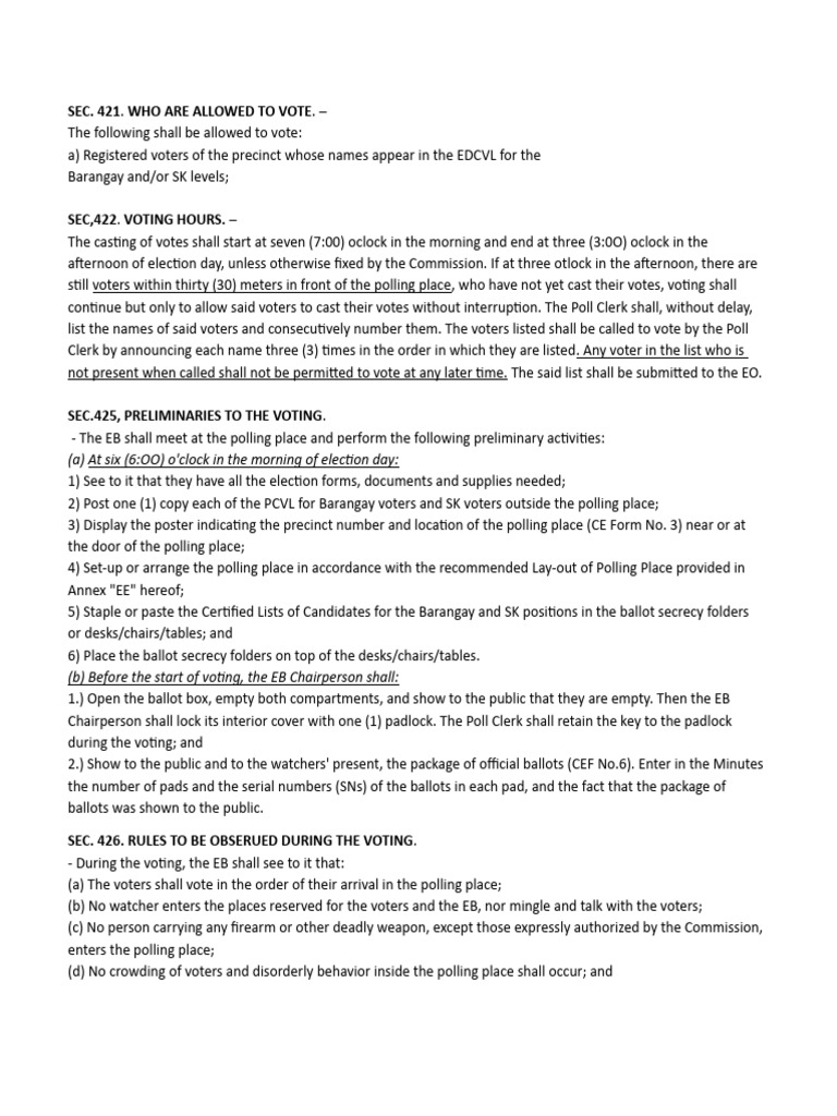 Voting Procedures and Regulations 2024 | PDF | Voting | Identity Document