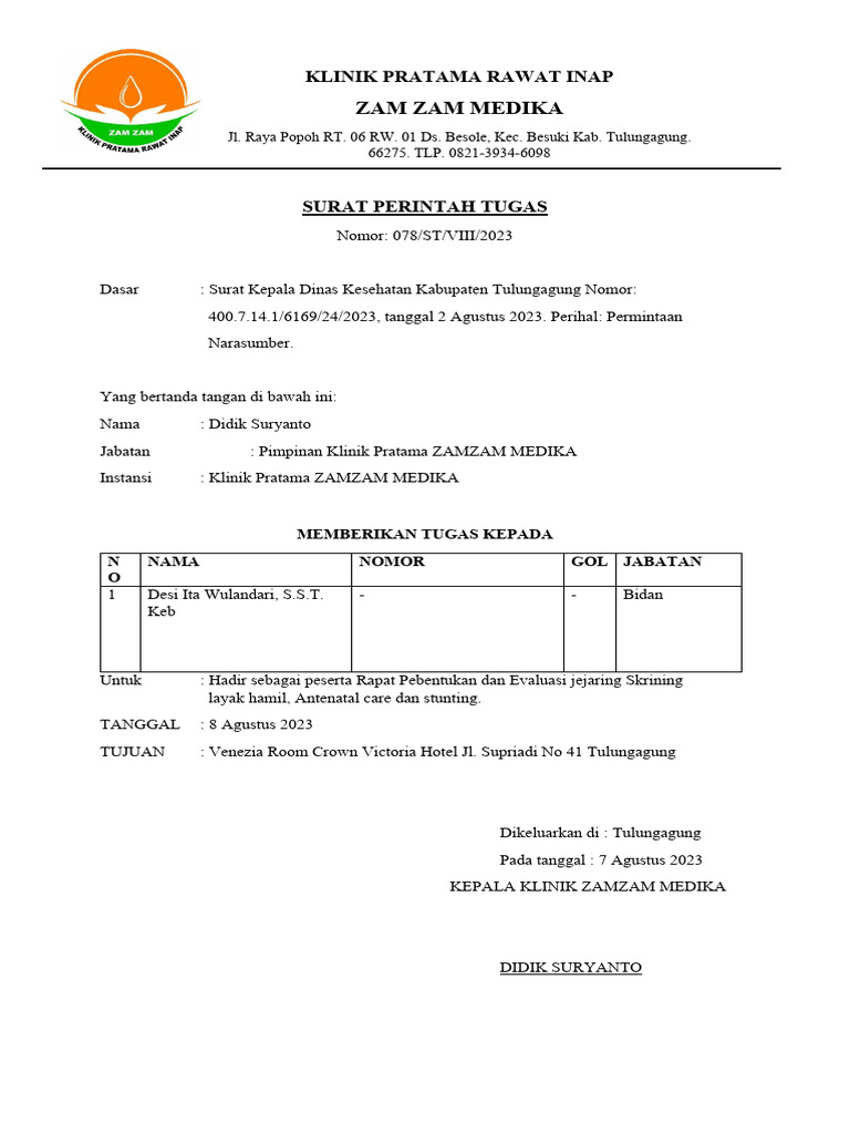 Format Surat Tugas Zamzam | PDF