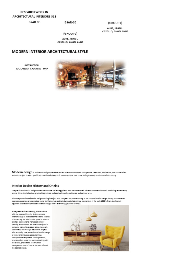 Modern Interior Design Overview | PDF | Interior Design | Minimalism