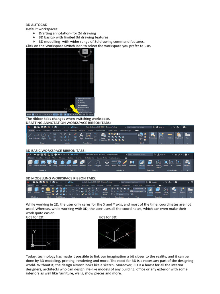 3D Autocad | PDF | 3 D Computer Graphics | Technical Drawing