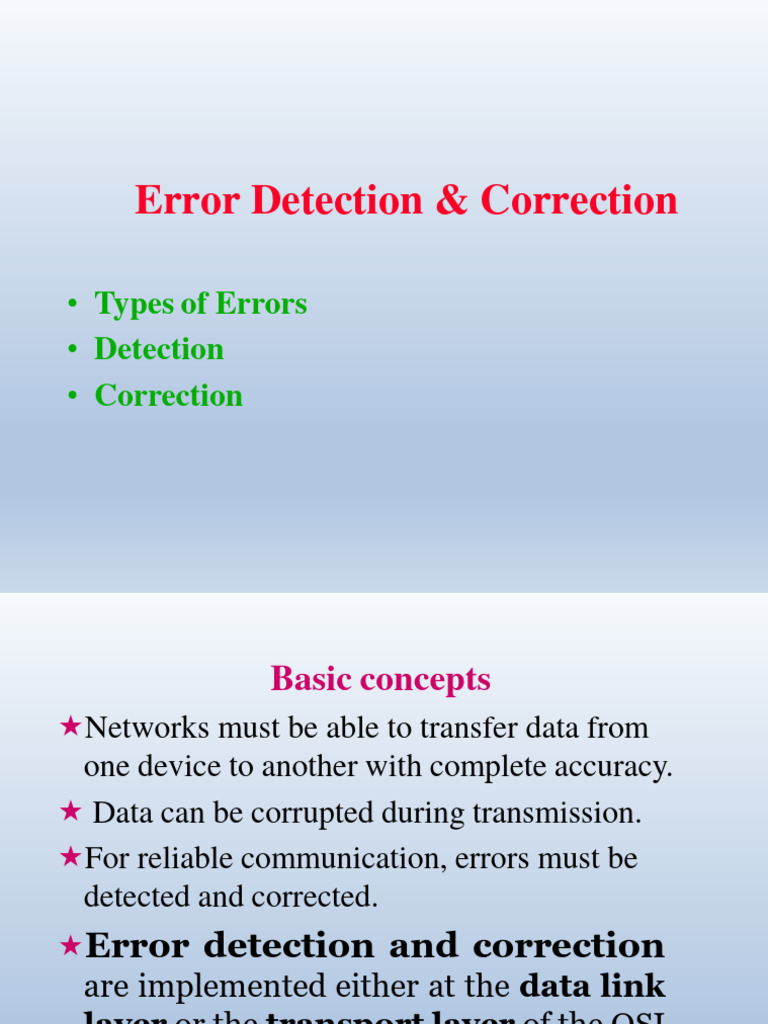 L4 Error Detection and Correction | PDF | Error Detection And Correction | Algorithms