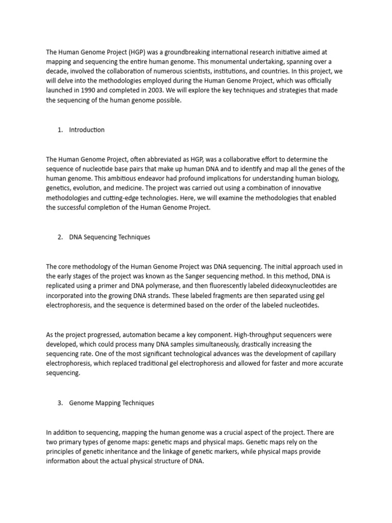 Human Genome Project Methodologies | PDF | Dna Sequencing | Bioinformatics