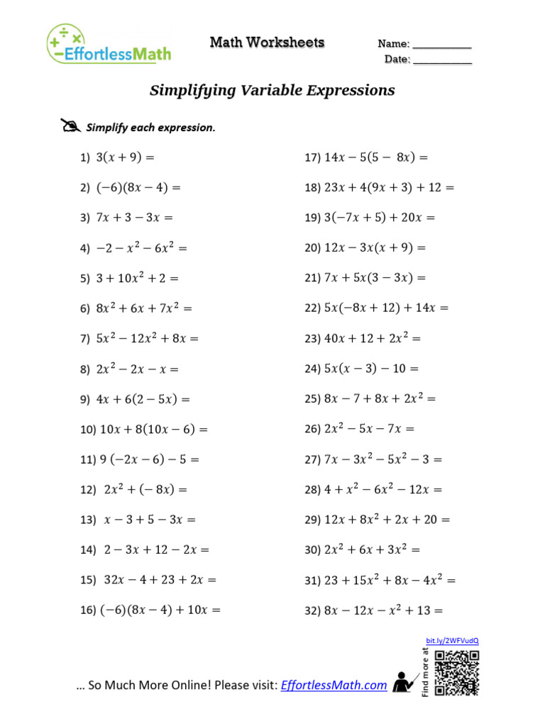 Simplifying Variable Expressions | PDF