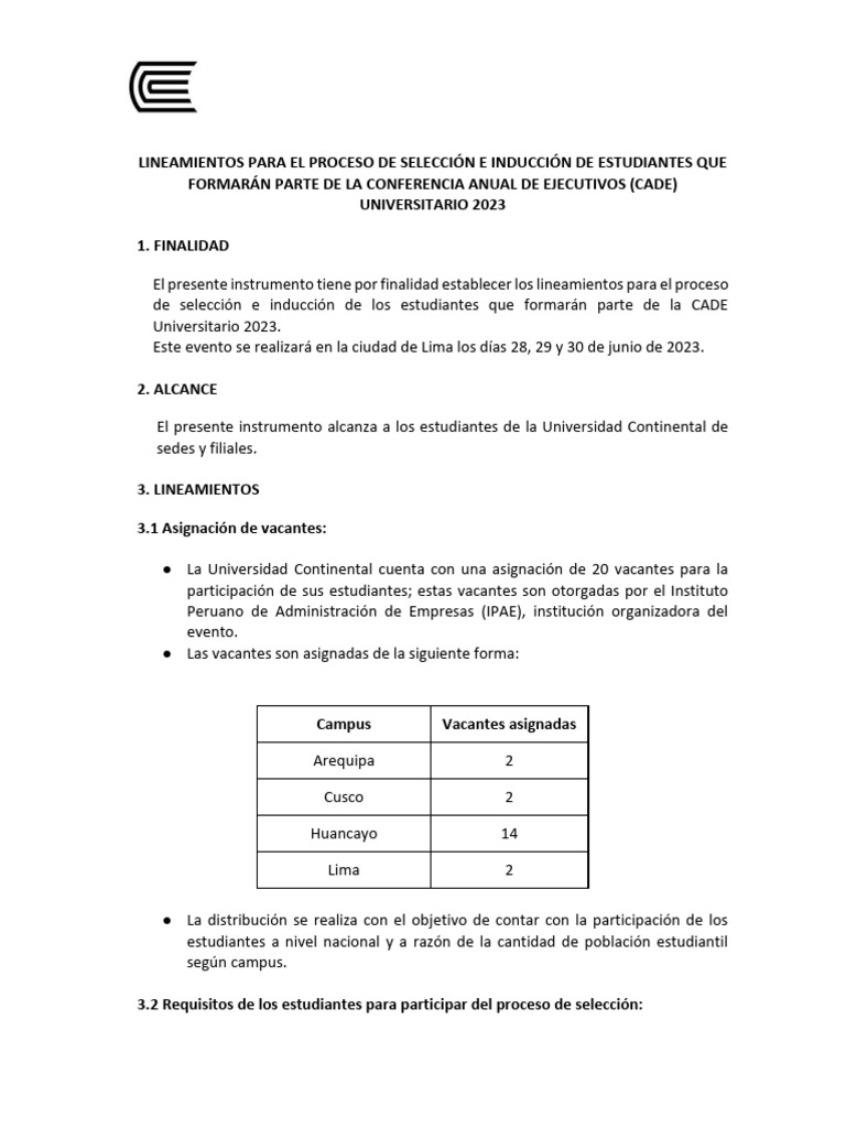 Lineamientos CADE 2023 | PDF Lineamientos CADE 2023 | PDF