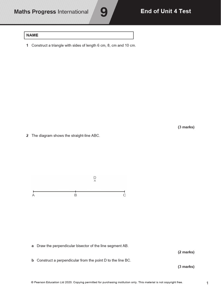 Mathsprog Int Pa Y9 U04 Test | PDF | Triangle | Euclid