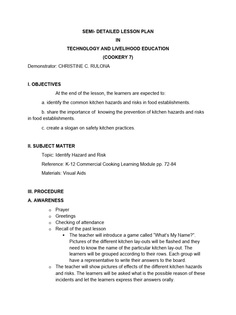 LP (Kitchen Hazards and Risks) | PDF | Risk | Learning