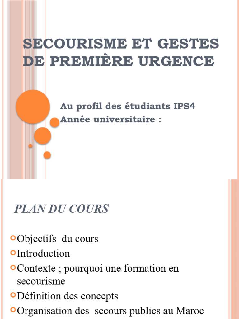 Cours Secourisme Final | PDF | Réanimation cardio-pulmonaire | Médecine ...