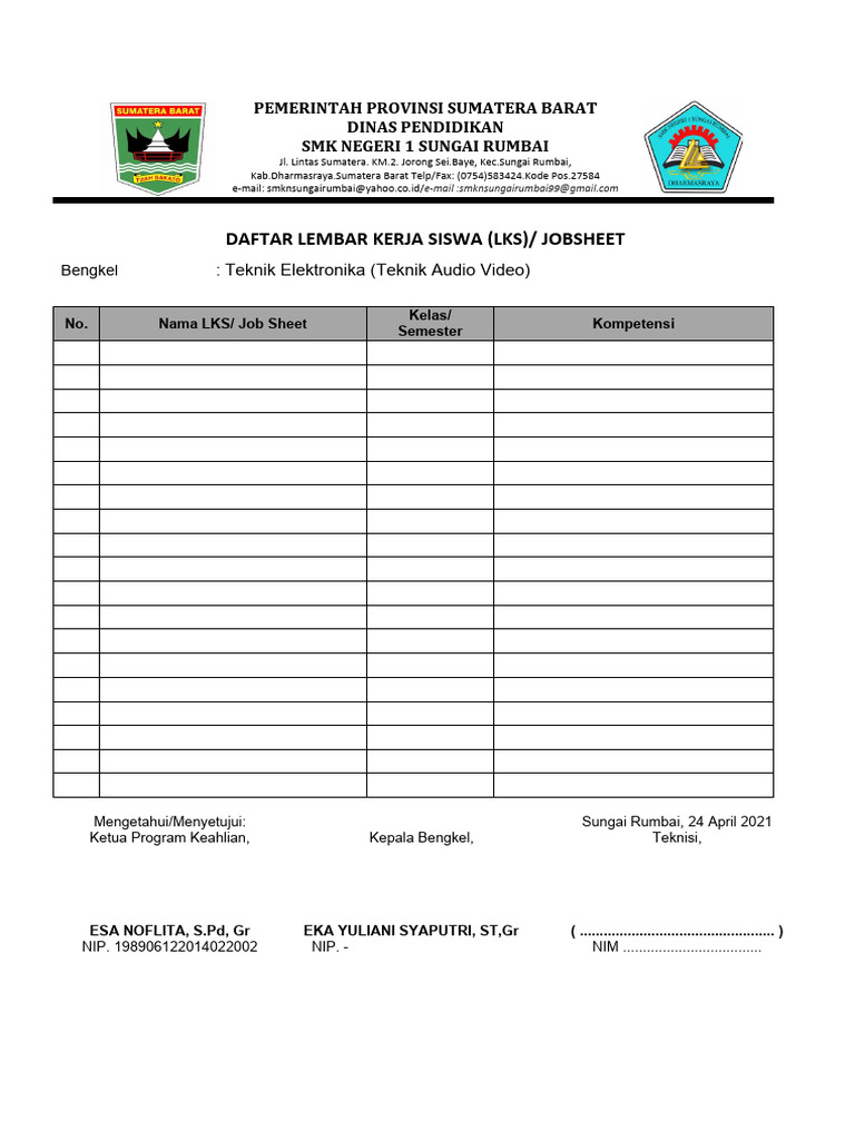 50 - Daftar Lks (Jobsheet) | PDF