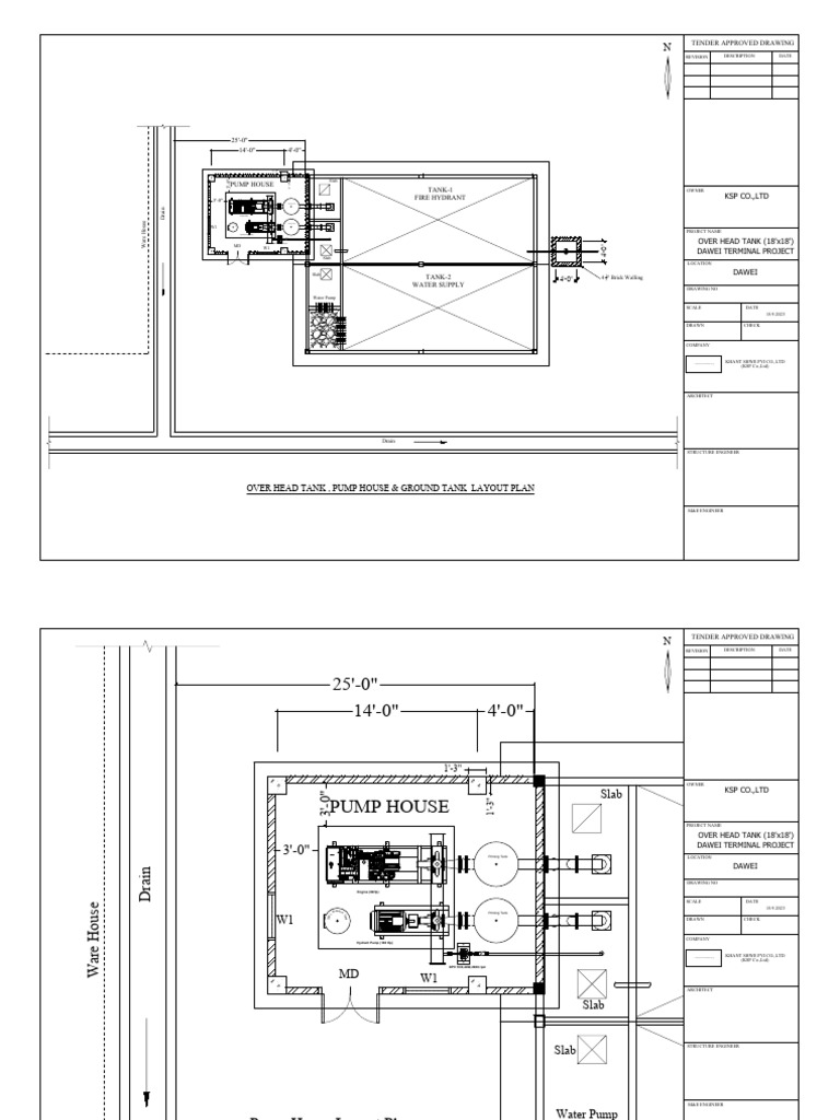 Pump House and Tank Layout Plan | PDF | Structural Engineering ...