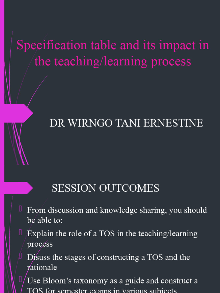 DEVELOPING A TABLE OF SPECIFICATION | PDF | Learning | Teachers