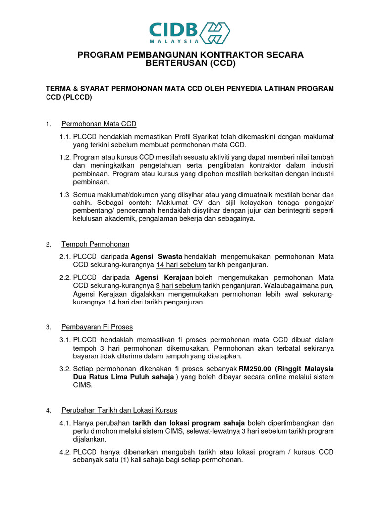 Terma & Syarat Mohon CCD | PDF
