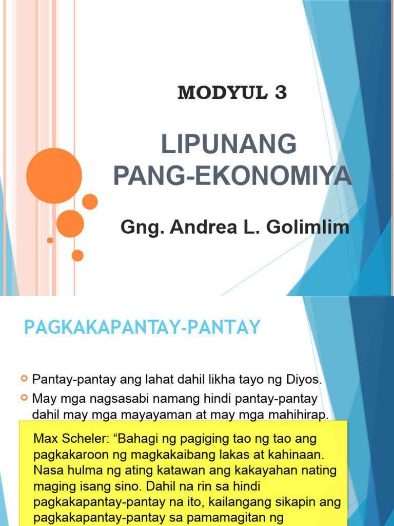 Lipunang Pang Ekonomiya Modyul 3 | PDF