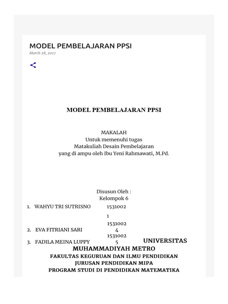 Model Pembelajaran Ppsi | PDF