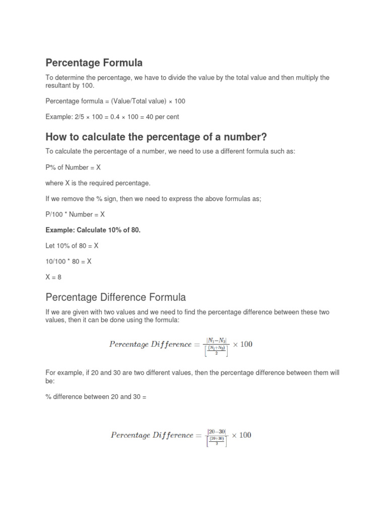 Percentage Formula | PDF