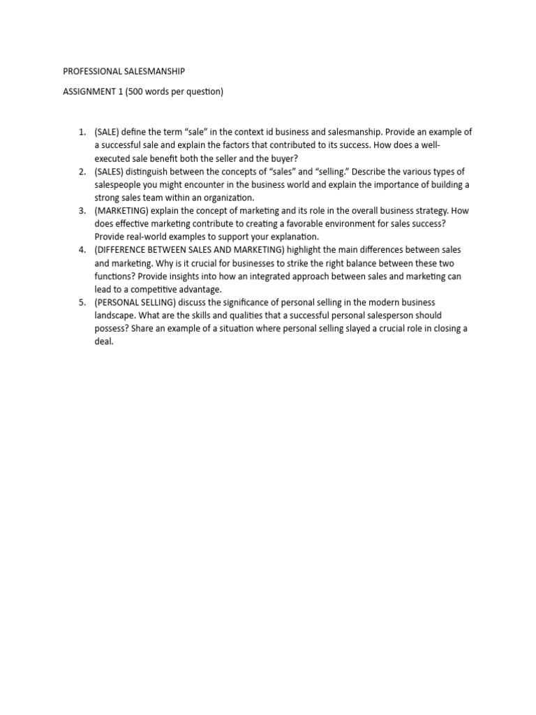 Professional Salesmanship | PDF