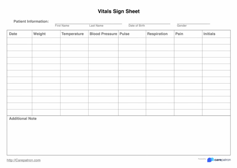 63d0d36638b90583a66bec88 - Vital Sign Sheet Template | PDF